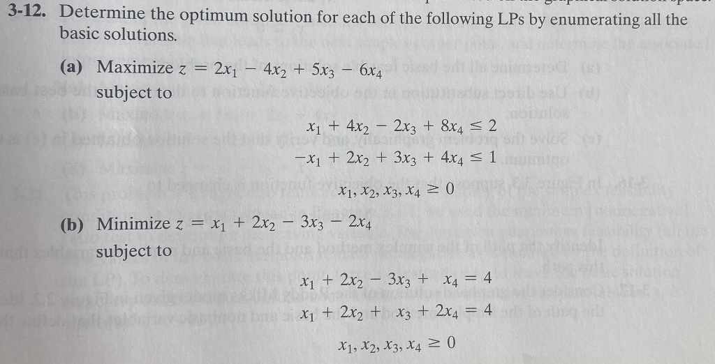 Solved 3-12. Determine the optimum solution for each of the | Chegg.com