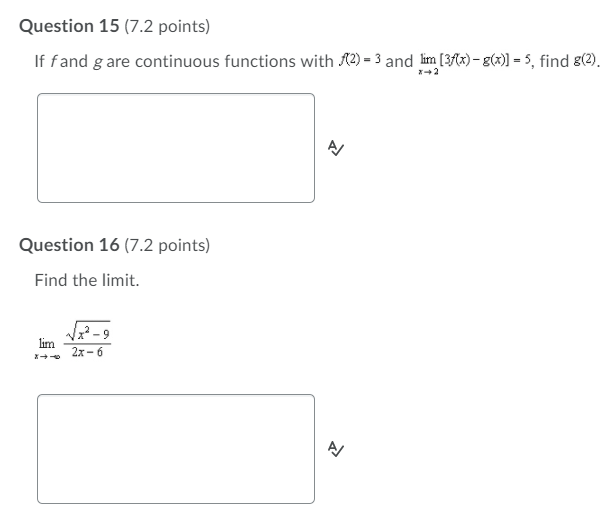 Solved Question 15 (7.2 points) If fand g are continuous | Chegg.com
