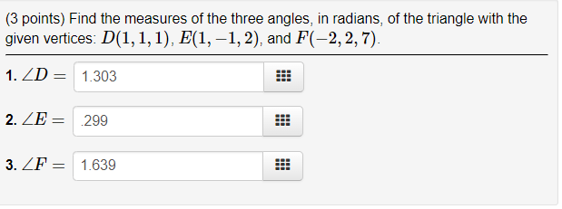 Solved (3 ﻿points) ﻿Find the measures of the three angles, | Chegg.com
