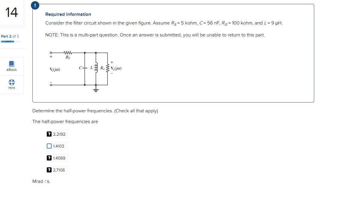 Solved Required information Consider the filter circuit | Chegg.com