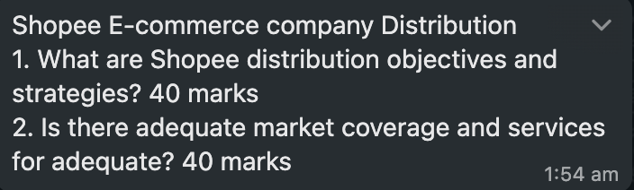 Solved Shopee E-commerce company Distribution 1. What are | Chegg.com