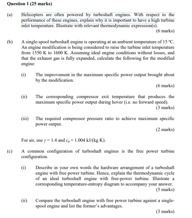 Solved Question 1 (25 marks) (a) (6) Helicopters are often | Chegg.com