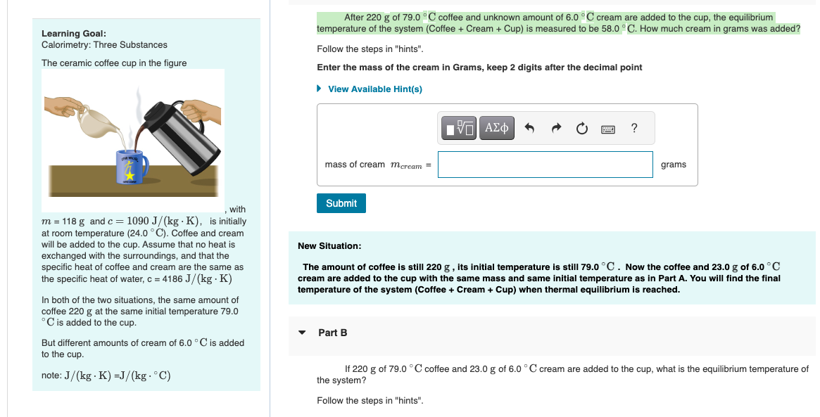 Solved Learning Goal: Calorimetry: Three Substances The | Chegg.com