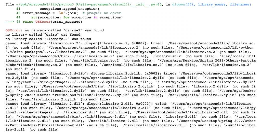 Solved import gizeh OSError Input In [24], in () 1 import | Chegg.com