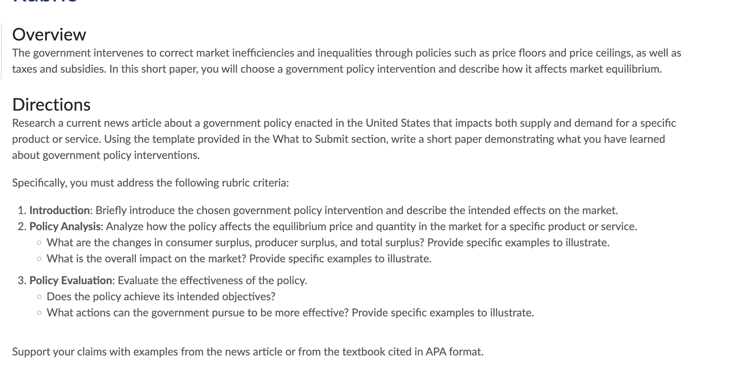 Solved OverviewThe government intervenes to correct market | Chegg.com