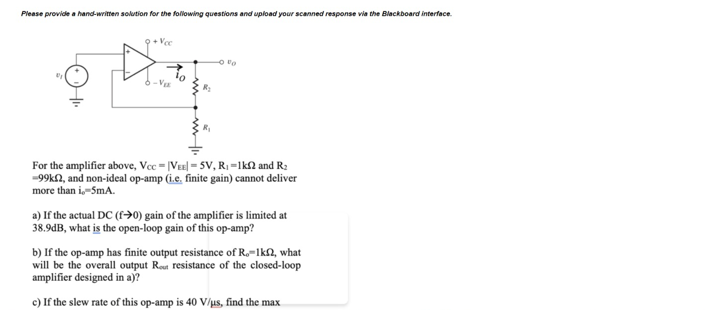 Solved Please provide a hand-written solution for the | Chegg.com
