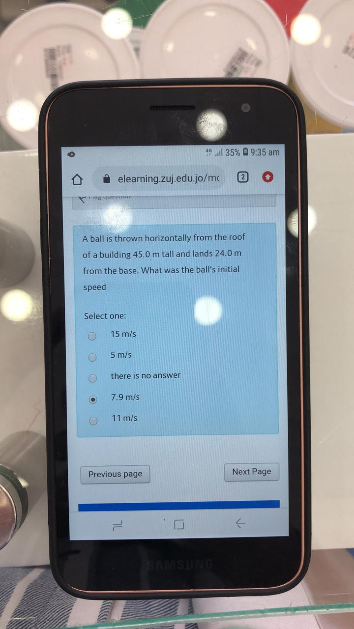 Solved 49. 35%9:35 am elearning.zuj.edu.jo/m A ball is | Chegg.com