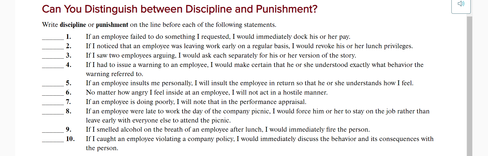 Solved Can You Distinguish between Discipline and | Chegg.com