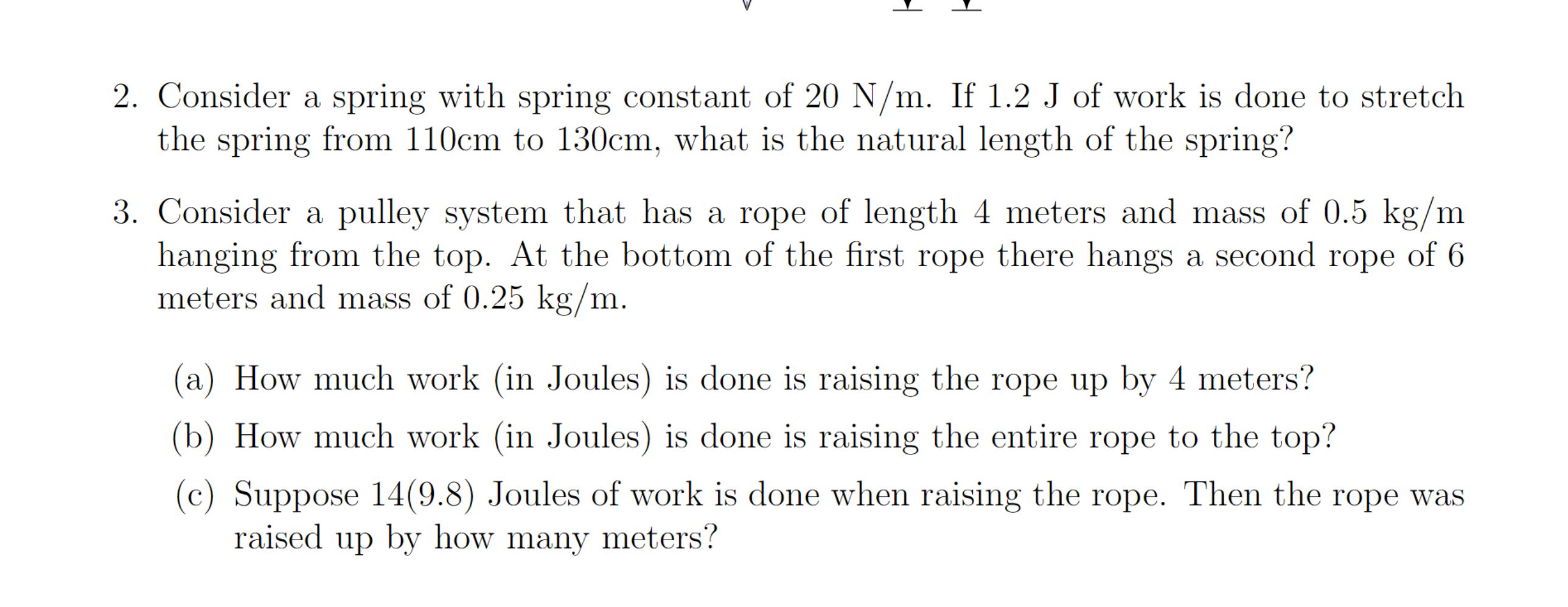 Solved 2. Consider a spring with spring constant of 20 N/m. | Chegg.com