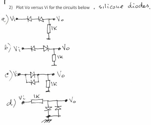 Solved 2) Plot Vo versus Vi for the circuits below . | Chegg.com