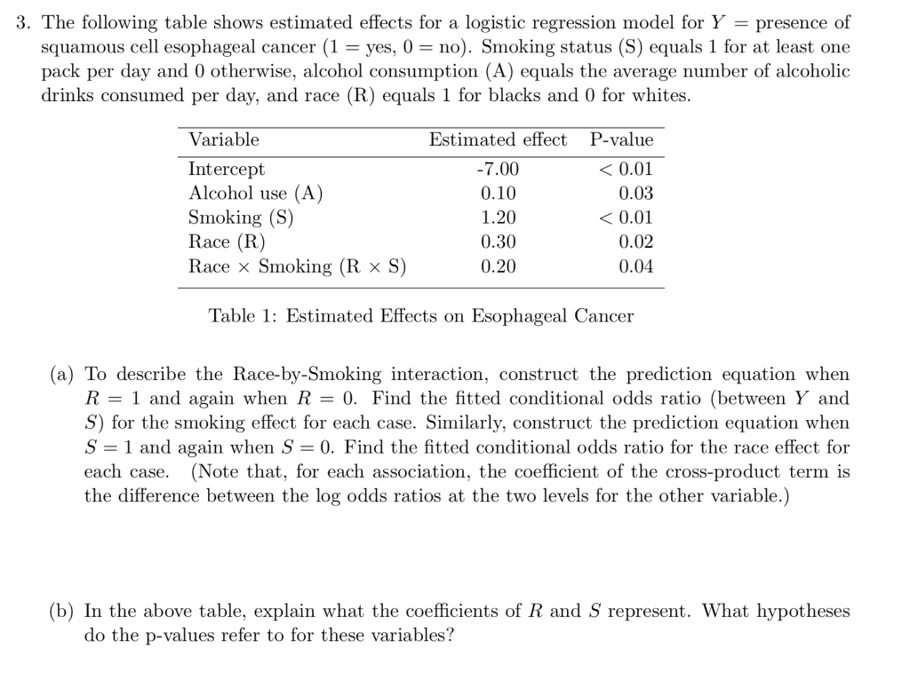 3. The following table shows estimated effects for a | Chegg.com
