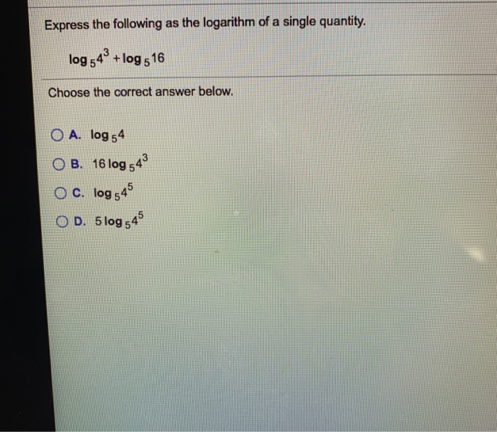 Solved Express the following as the logarithm of a single | Chegg.com