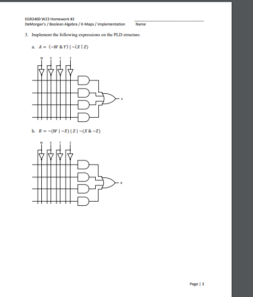 Solved 3 Implement The Following Expressions On The Pld 8166