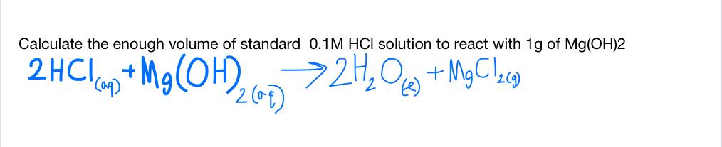 Solved Calculate the enough volume of standard 0.1 M HCl | Chegg.com