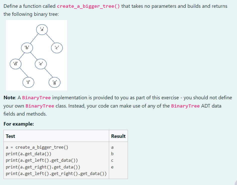 Solved Define a function called create_a_bigger_tree() that | Chegg.com