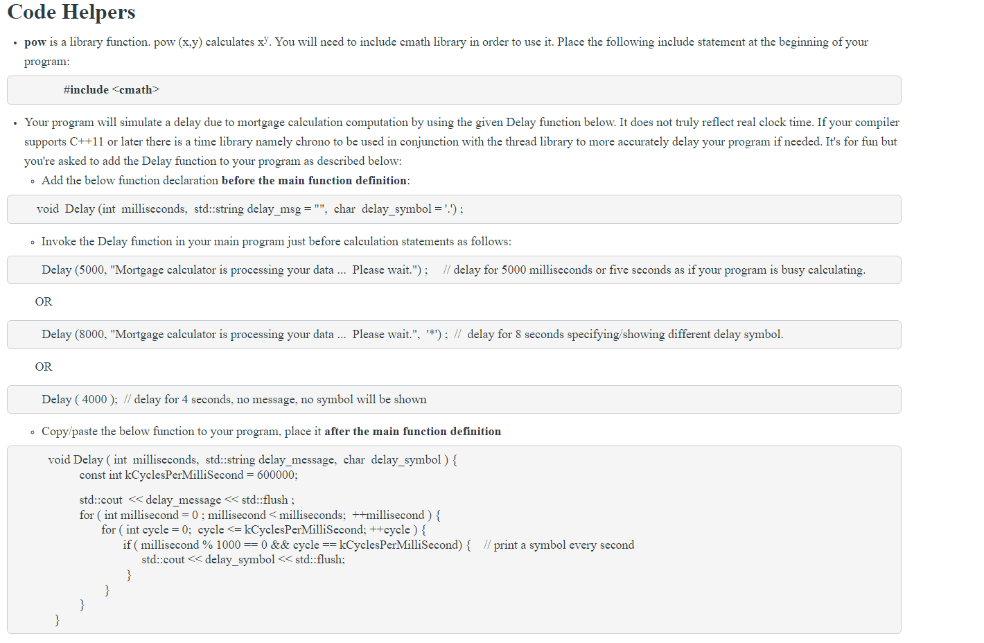 Solved Program Specifications Implement a simple mortgage | Chegg.com