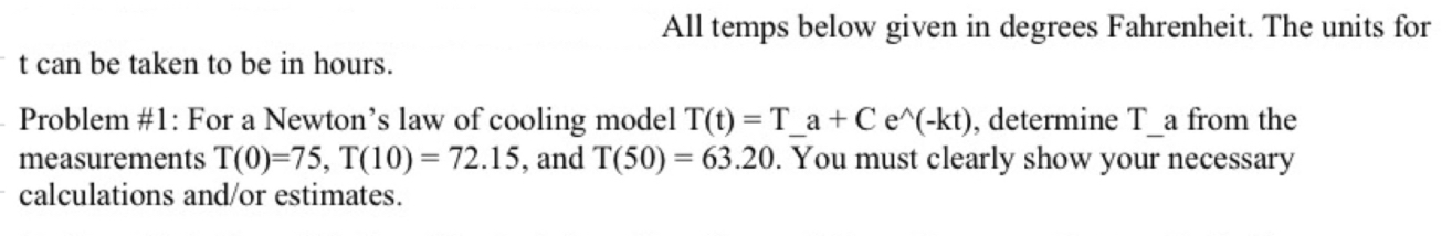 Solved All temps below given in degrees Fahrenheit. The | Chegg.com