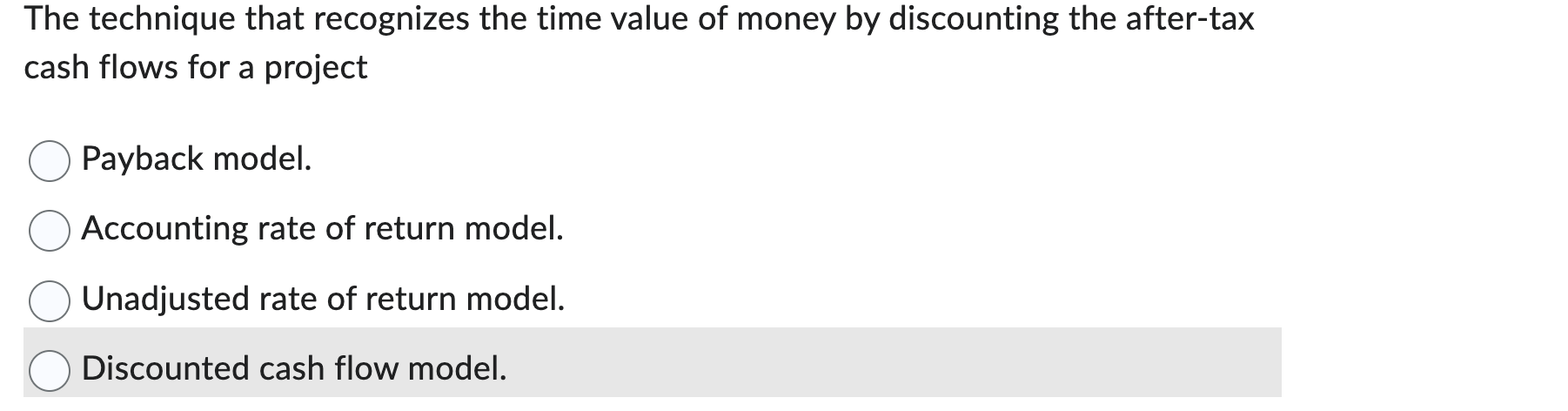 Solved The technique that recognizes the time value of money | Chegg.com