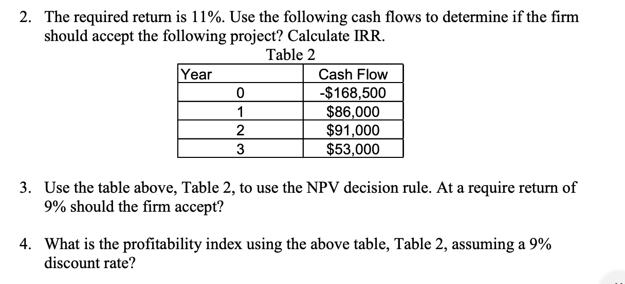 Solved The required return is 11%. Use the following cash | Chegg.com