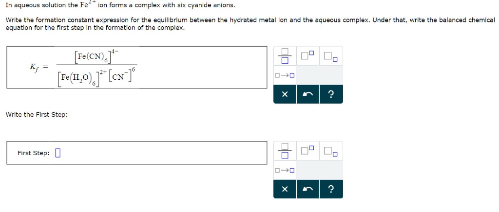 Solved In Aqueous Solution The Fe 2 Ion Forms A Complex W