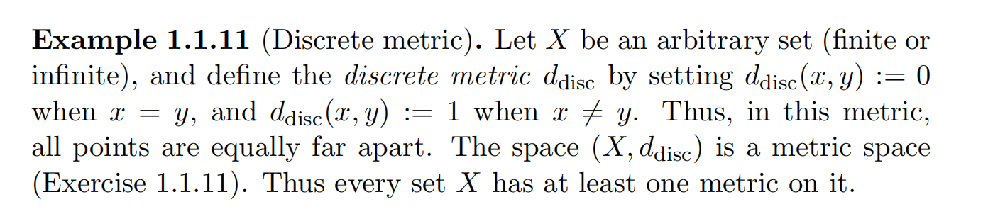 Solved Exercise 1.1.11. Show that the discrete metric | Chegg.com