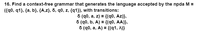 Solved 16. Find a context-free grammar that generates the | Chegg.com
