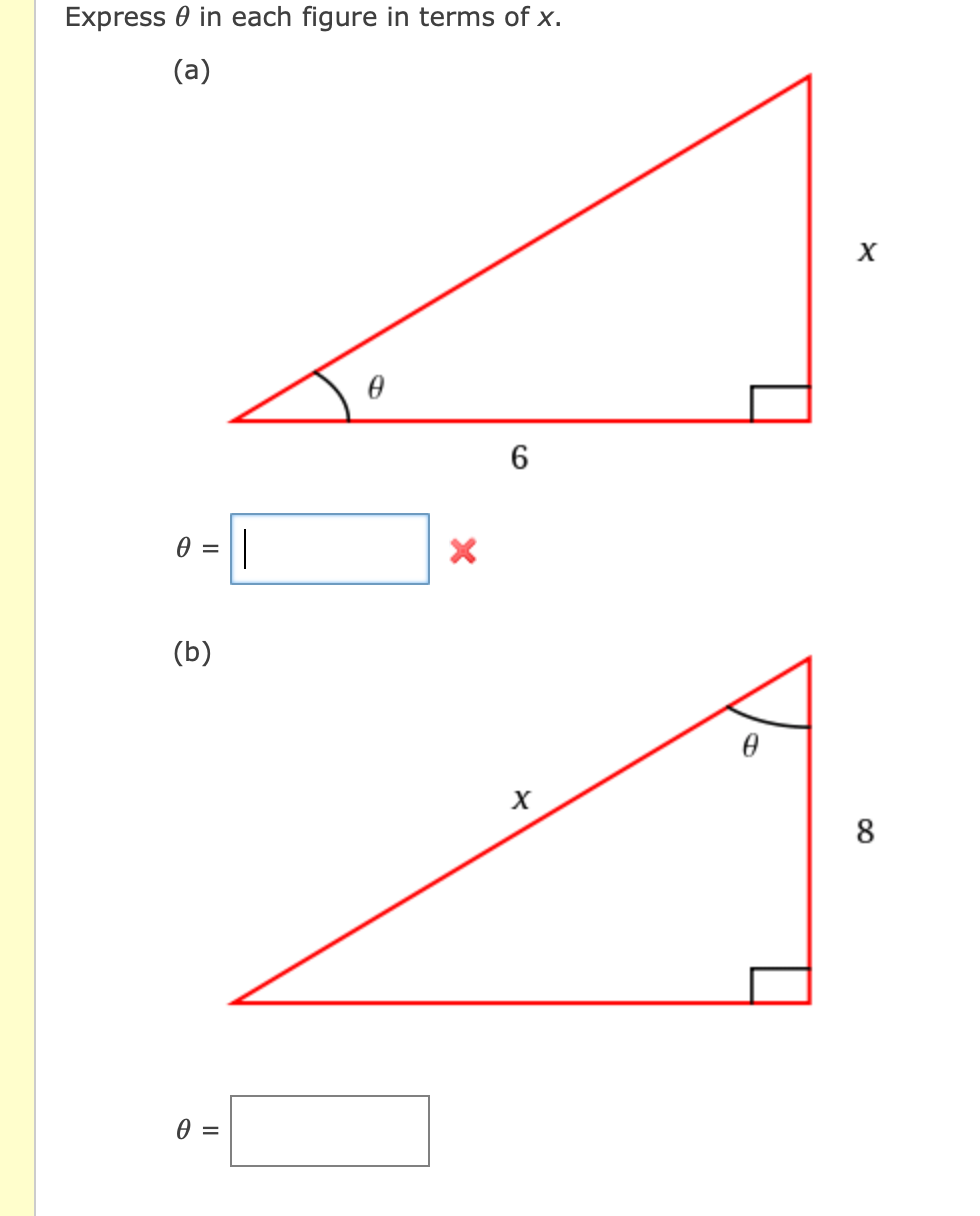 Solved Express 0 In Each Figure In Terms Of X A X е 6 0 Chegg