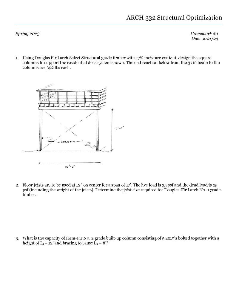 ARCH 332 Structural Optimization please HELP with | Chegg.com