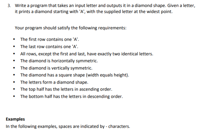 Solved 3. Write a program that takes an input letter and | Chegg.com