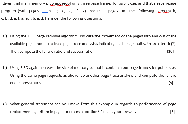 Solved Given that main memory is composedof only three page | Chegg.com