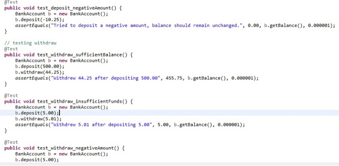 Solved public void test_constructorwithBalance_negative() | Chegg.com