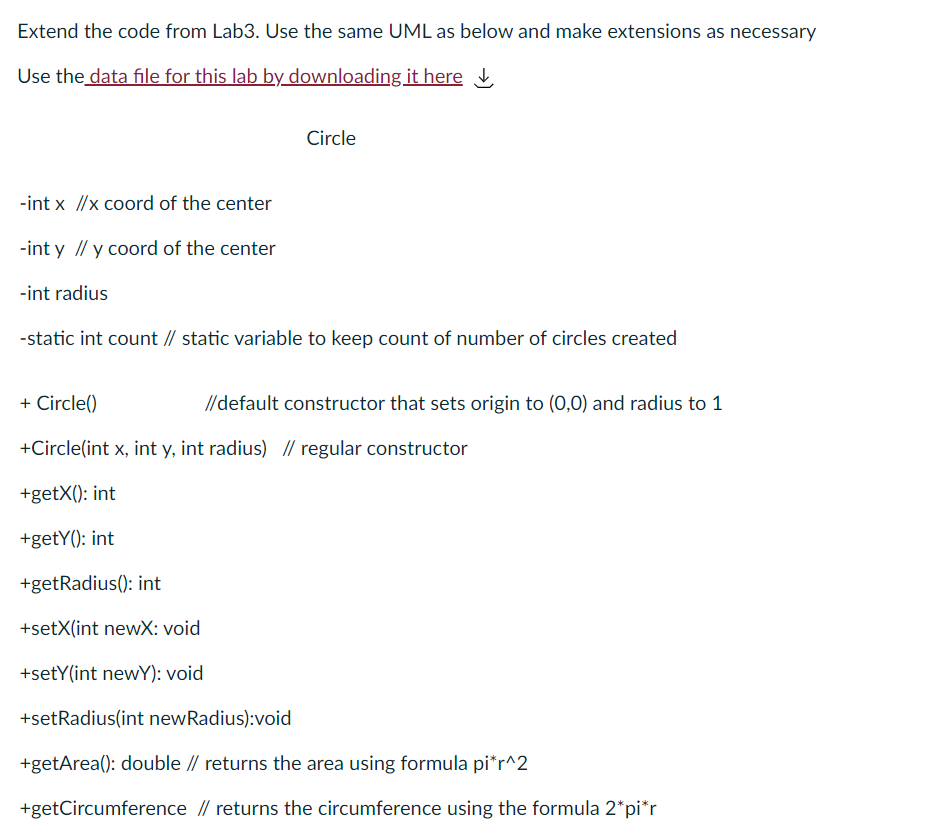 Solved Extend the code from Lab3. Use the same UML as below | Chegg.com