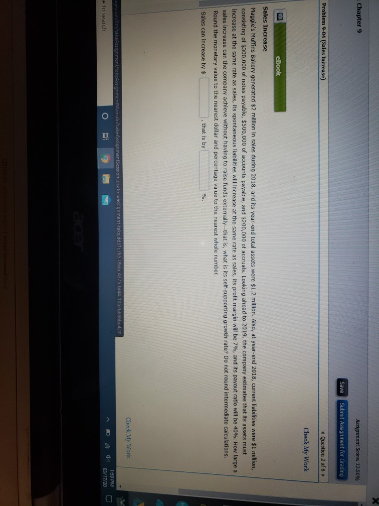 Solved Chapter 9 Assignment Score 1250 Save Submit 5833