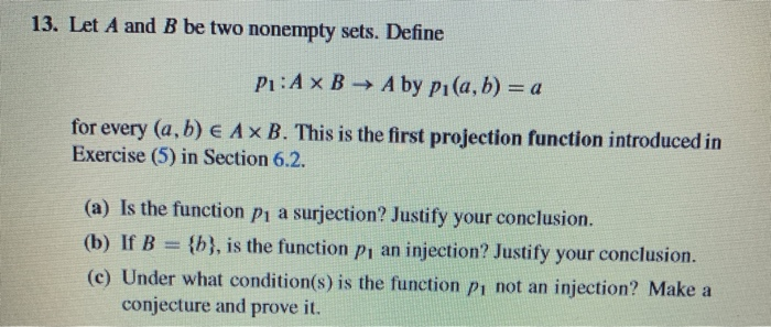 Solved 13. Let A and B be two nonempty sets. Define for | Chegg.com
