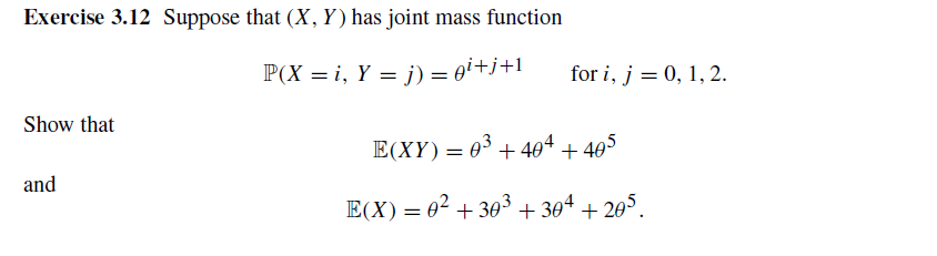 Solved Exercise 3.12 Suppose that (X,Y) has joint mass | Chegg.com