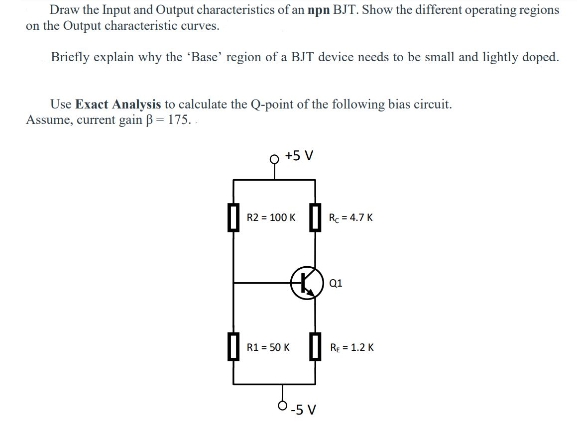 Solved Draw the Input and Output characteristics of an npn | Chegg.com