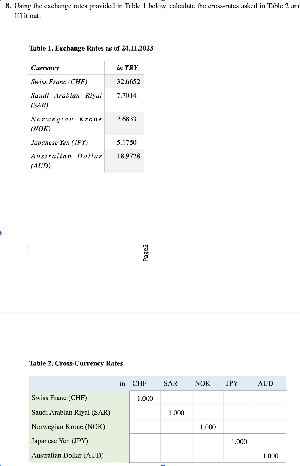 Solved Using the exchange rates provided in Table 1 ﻿below, | Chegg.com
