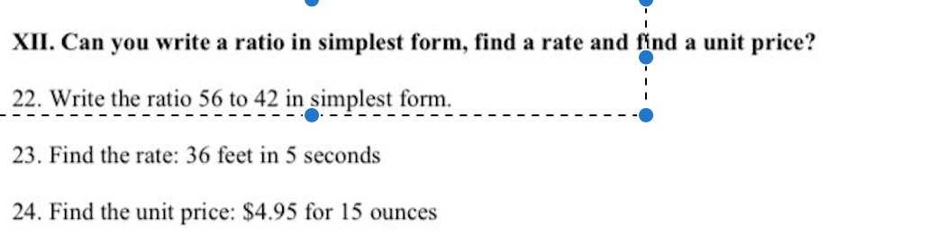Solved XII. Can you write a ratio in simplest form, find a | Chegg.com