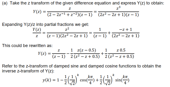 Solved Have to use z transform to solve, and this is the | Chegg.com