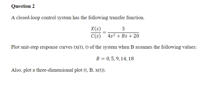 Solved A closed-loop control system has the following | Chegg.com