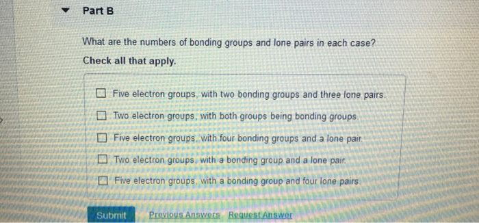 Solved Part B What are the numbers of bonding groups and | Chegg.com