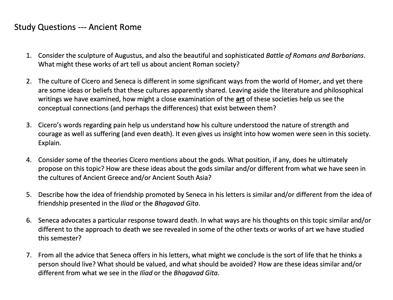 Questions About Ancient Rome