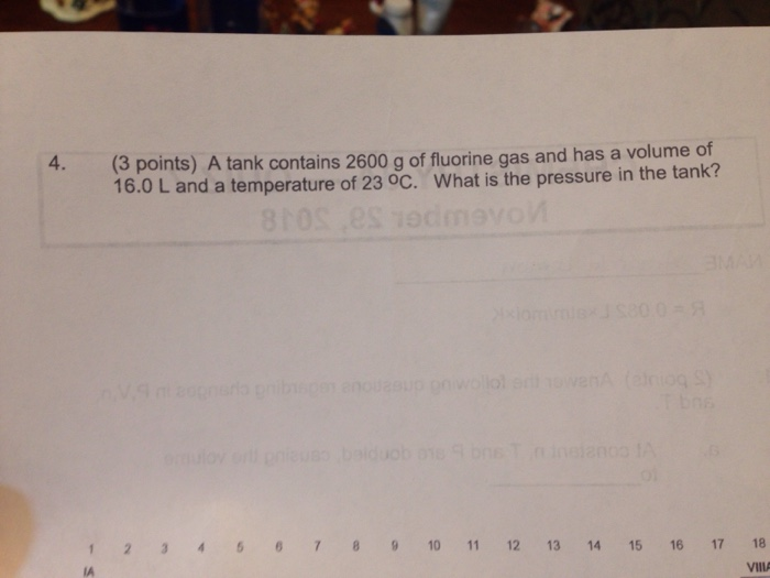 Solved 4. (3 points) A tank contains 2600 g of fuorine gas | Chegg.com