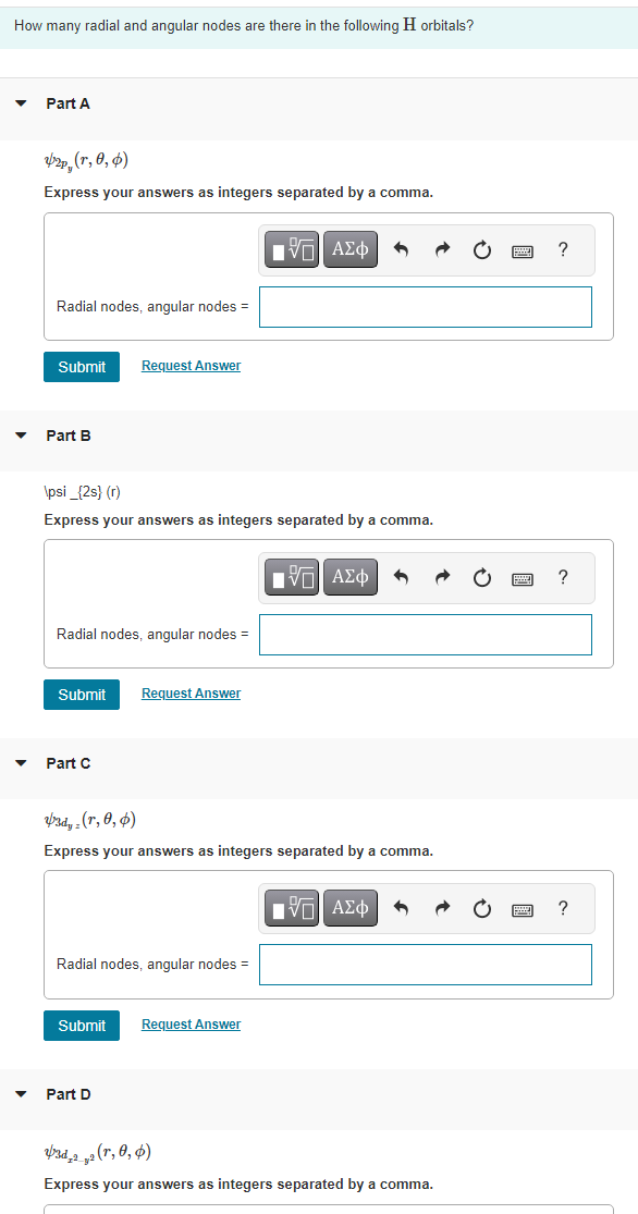 How many radial and angular nodes are there in the | Chegg.com
