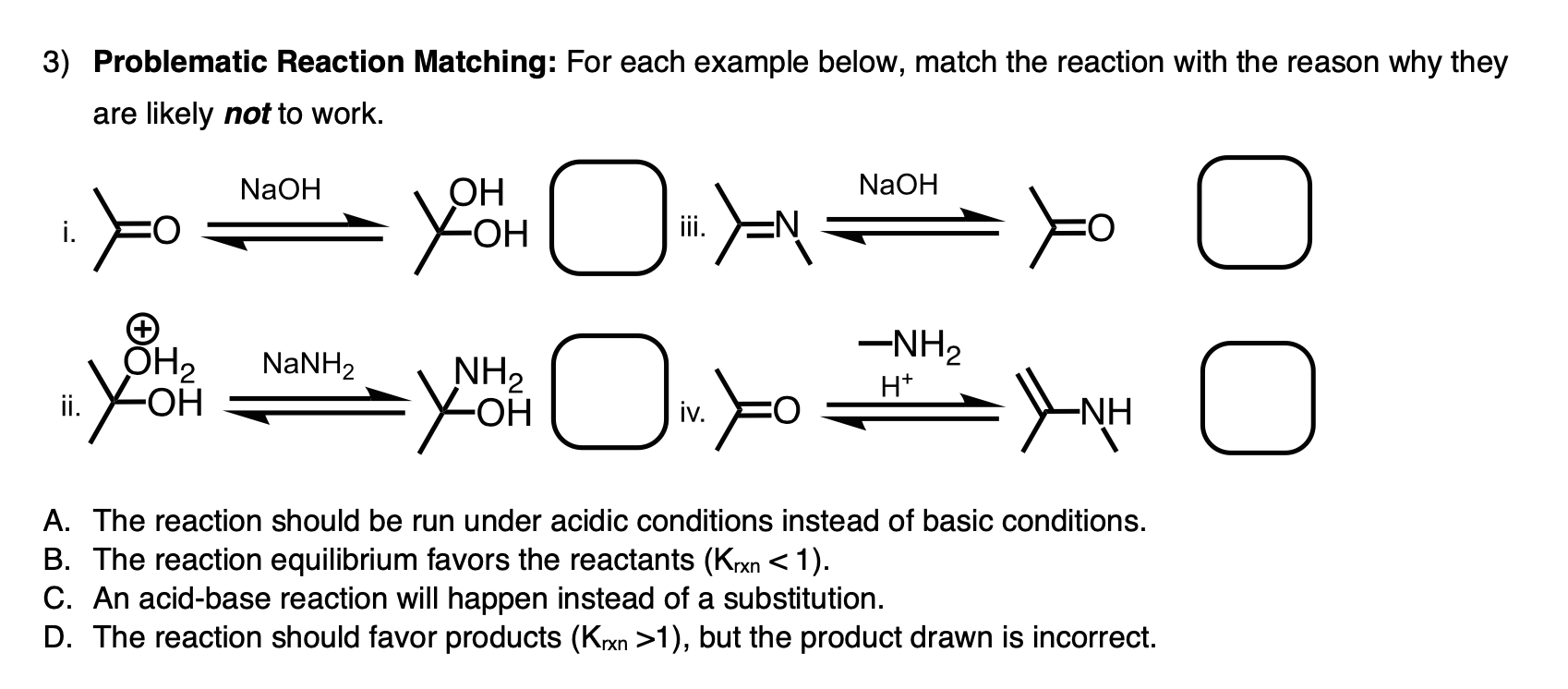 Solved 3) Problematic Reaction Matching: For each example | Chegg.com