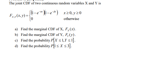Solved The joint CDF of two continuous random variables X | Chegg.com