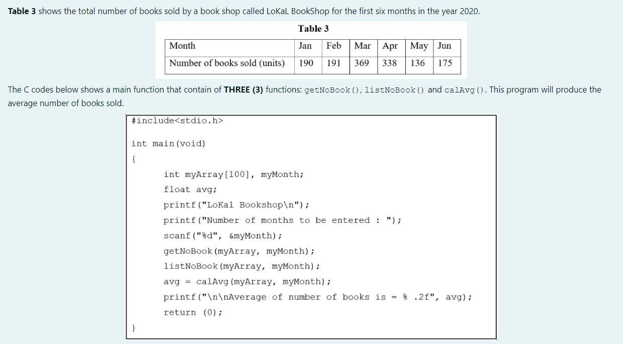 Solved Table 3 shows the total number of books sold by a | Chegg.com