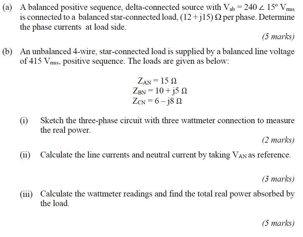 Solved (a) ﻿A balanced positive sequence, delta-connected | Chegg.com