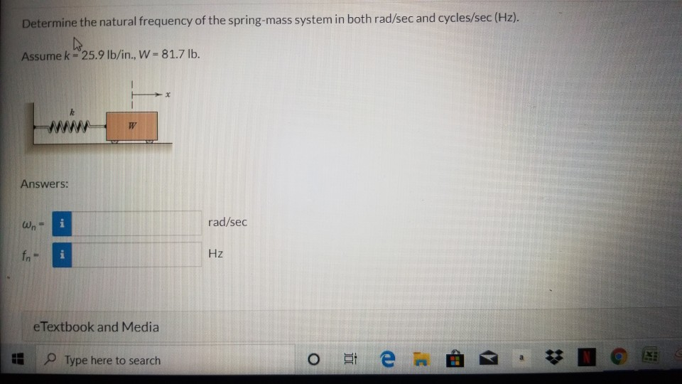 Solved Determine the natural frequency of the spring-mass | Chegg.com