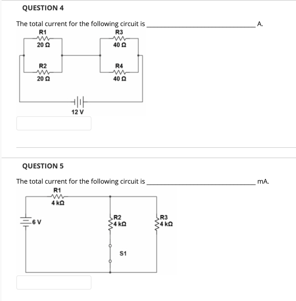 Solved QUESTION 4 A. The total current for the following | Chegg.com